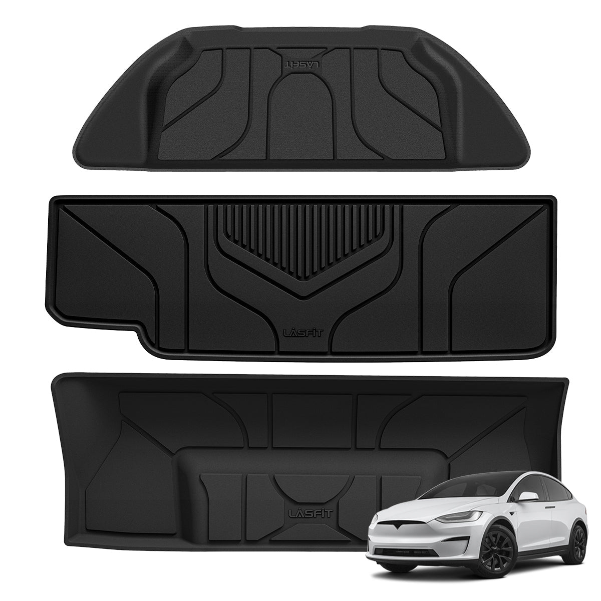 LASFIT LINERS Tesla Model X 2021-2024 Custom Fit Trunk Mats TPE Cargo ...